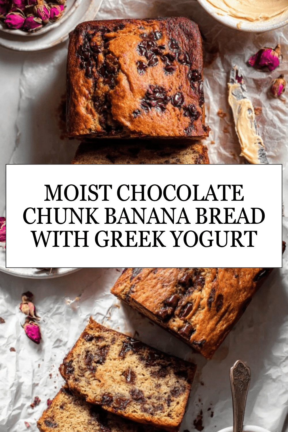 Chocolate Chunk Greek Yogurt Banana Bread | Delicious & Healthy