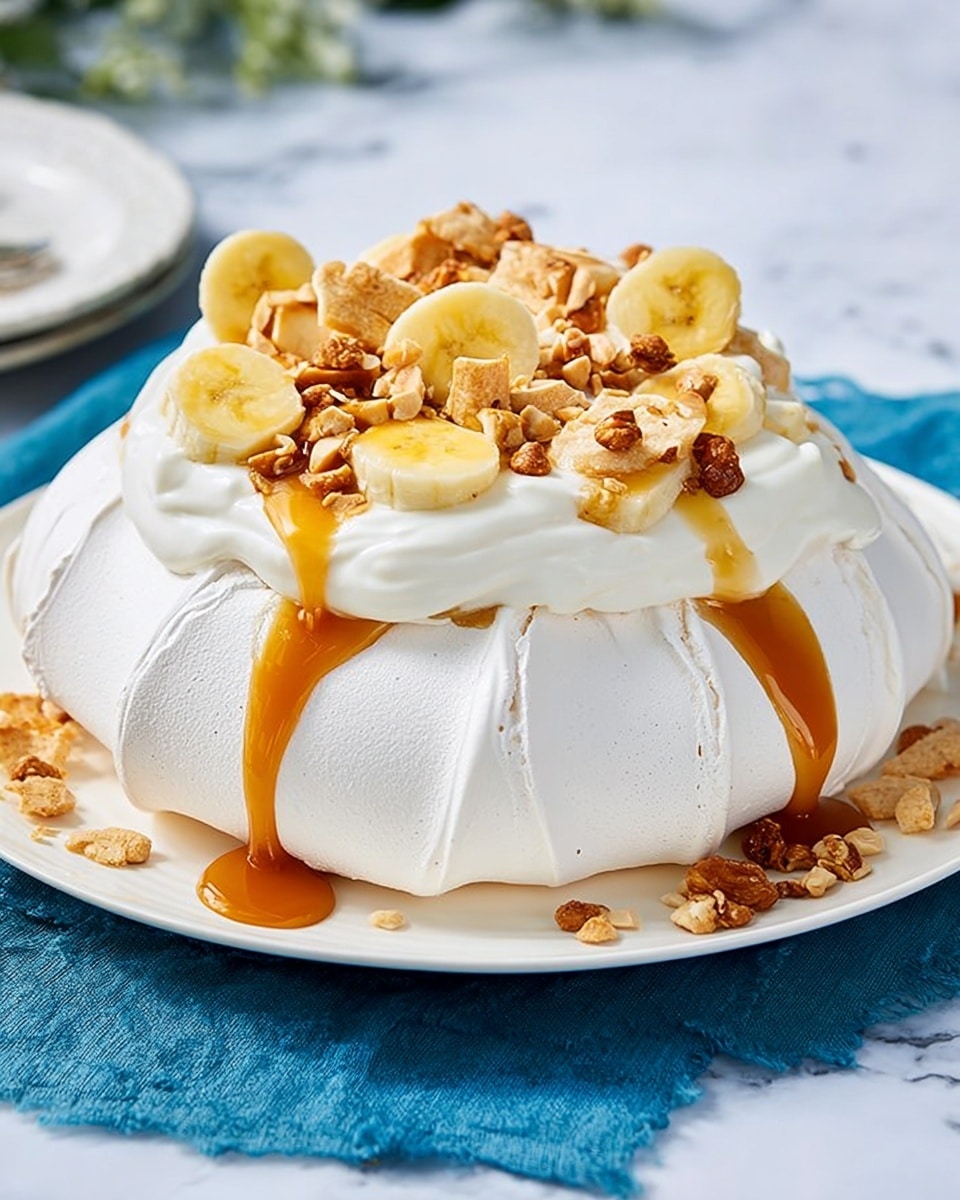 Banana, Tahini & Salted Caramel Pavlova - Decadent & Easy Dessert